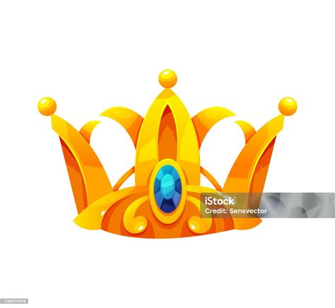 보석과 귀중한 다이아몬드가 세팅된 금으로 된 왕관 여왕 또는 왕을위한 벡터 고립 된 Coronet 공주 또는 왕자를위한 보석을