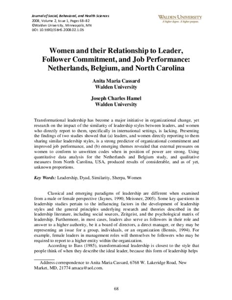 Pdf The Leaderfollower Relationship And Follower Performance