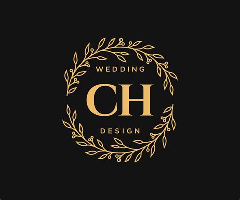 Ch Initials Letter Wedding Monogram Logos Collection Hand Drawn Modern