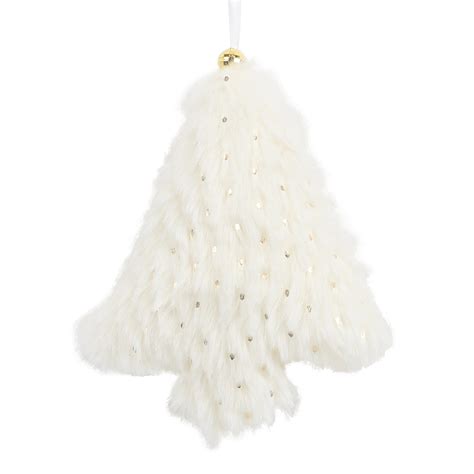 Orn Fur Tree 5 Ivory Gold Christmas Forever