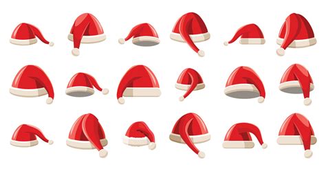 Santa Hat Icon Set Cartoon Style 8830315 Vector Art At Vecteezy
