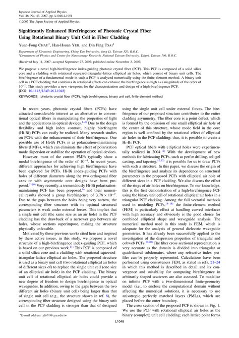 Pdf Significantly Enhanced Birefringence Of Photonic Crystal Fiber Using Rotational Binary