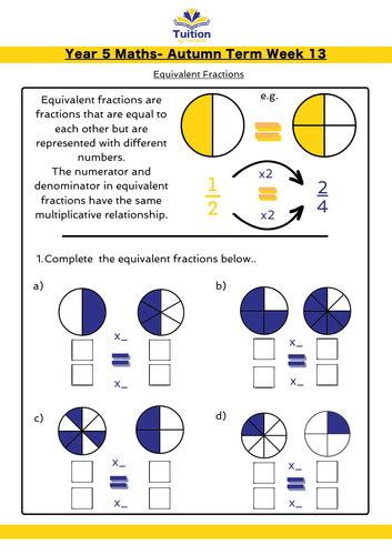 Year 5 Equivalent Fractions Teaching Resources