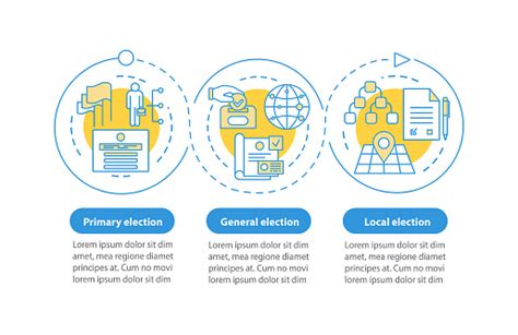 선거 당일 벡터 인포그래픽 템플릿 비즈니스 프리젠 테이션 디자인 요소 세 단계와 옵션이 있는 데이터 시각화 프로세스 타임 라인 차트 선형 아이콘이 있는 워크플로 레이아웃 3