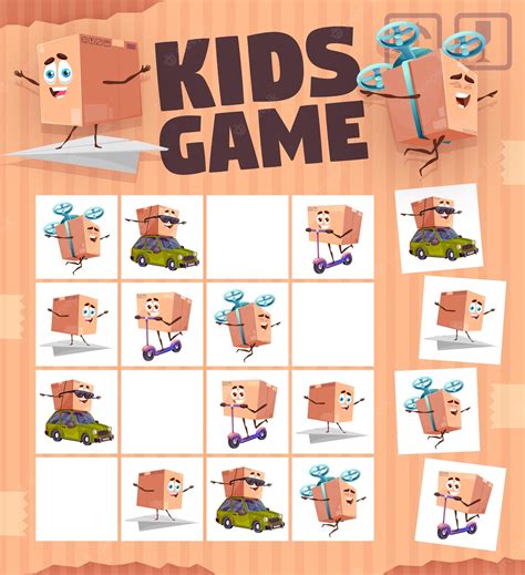 Premium Vector Sudoku Game Worksheet With Package Box Characters