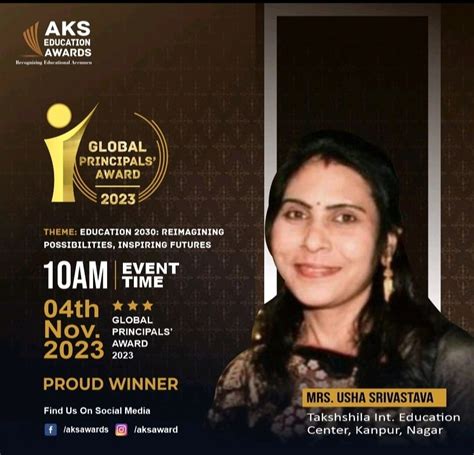Usha Srivastava On Linkedin Nominated For Global Principals Award