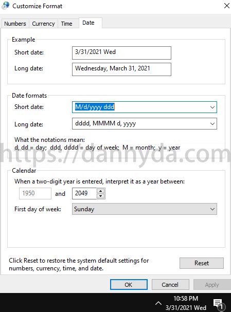 How To Display Show Date Monday Tuesday Wednesday On Windows Windows 10 Windows Server