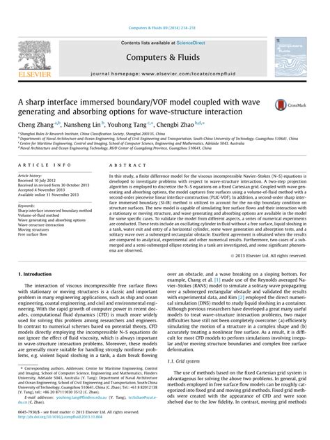 Pdf A Sharp Interface Immersed Boundaryvof Model Coupled With Wave Generating And Absorbing