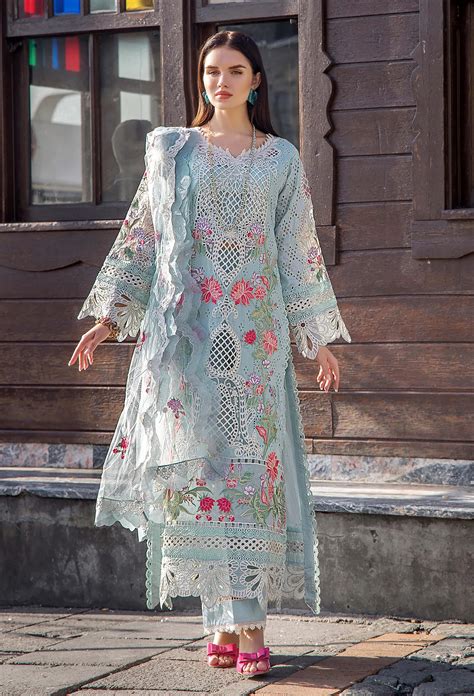 Adan Libas Sky Blue Luxury Lawn Collection Replica Shrenz