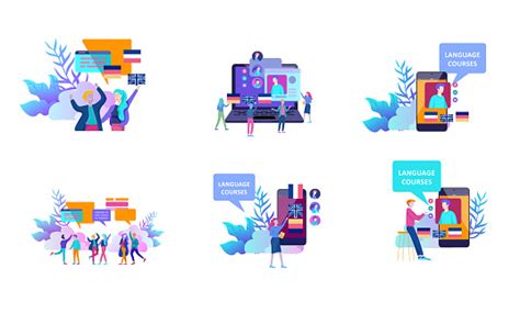 온라인 언어 과정 원격 교육 교육을위한 템플릿 언어 학습 인터페이스 및 교육 개념 교육 개념 청소년 교육 인터넷 Html에 대한 스톡 벡터 아트 및 기타 이미지 Istock