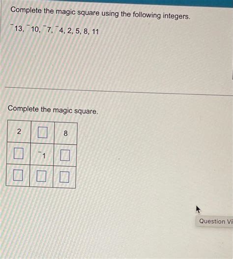Solved Complete The Magic Square Using The Following