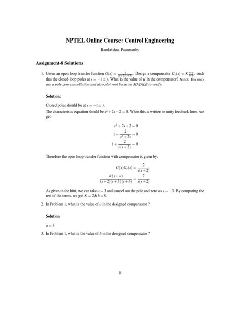 Week 8 Assignment And Solutions Pdf Electrical Engineering