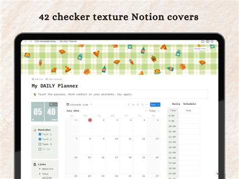Kawaii Checker Notion Covers｜aesthetic Notion｜checker Notion Covers For Notion Planner And