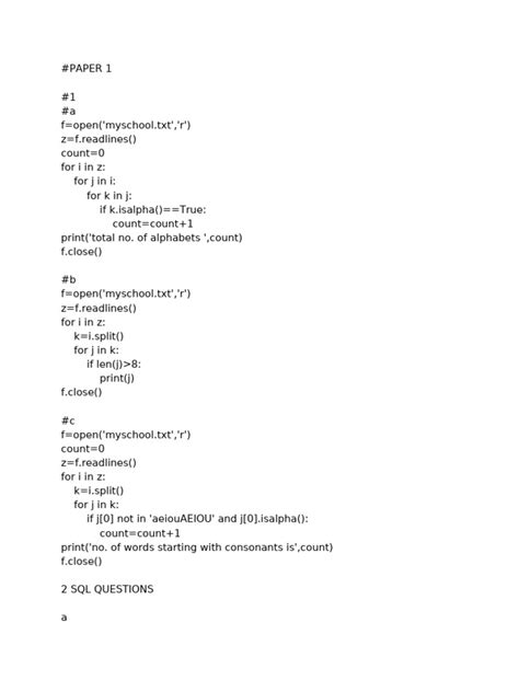 Computer Science Practical Exam Sample Cbse Pdf Sql Data