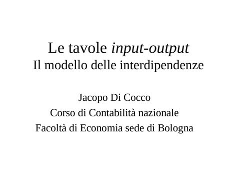 Le Tavole Input Output 4 Schemi E Mappe Concettuali Di Statistica Docsity