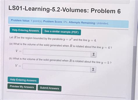 Solved Ls01 Learning 52 Volumes Problem 6problem Value 1