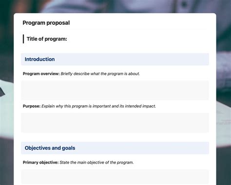 Program Proposal Free Template Craft