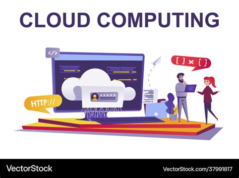 Cloud Computing Web Concept In Flat Style People Vector Image