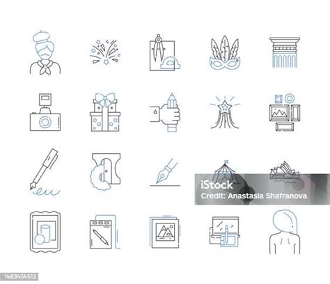 창조적 인 직업은 아이콘 모음을 개략적으로 설명합니다 예술가 사진작가 디자이너 건축가 작가 가수 조각가 벡터 및 일러스트레이션