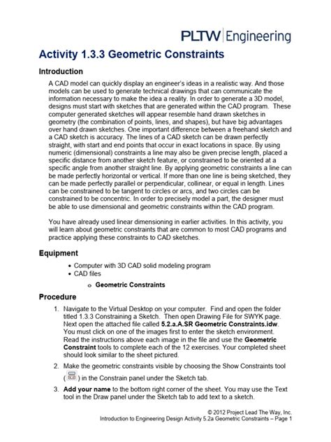 133 Constraining A Sketch Pdf Line Geometry Computer Aided Design