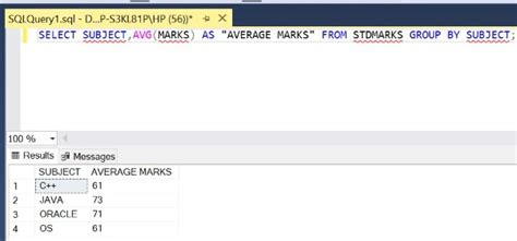 How To Find Average Marks Of Each Subject In Sql Geeksforgeeks