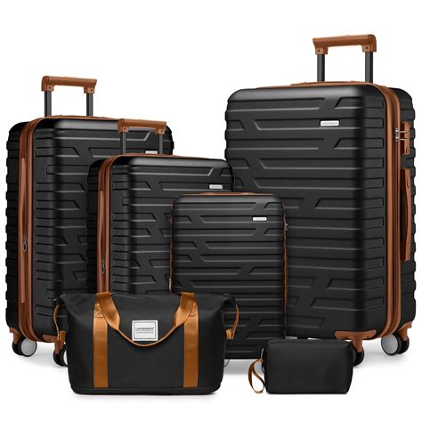6 Piece Hardside Luggage Set With Duffel And Toiletry Bag Expandable