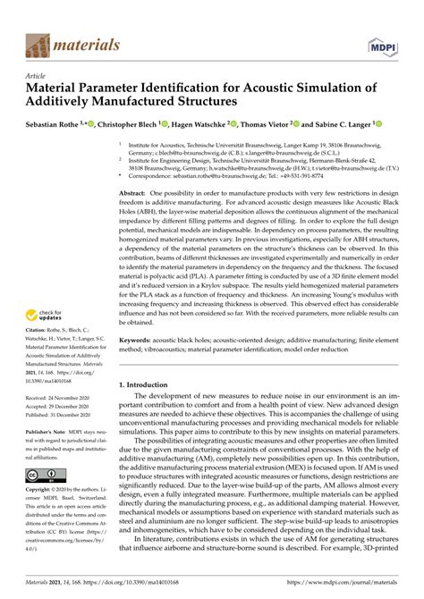 Pdf Material Parameter Identification For Acoustic Simulation Of