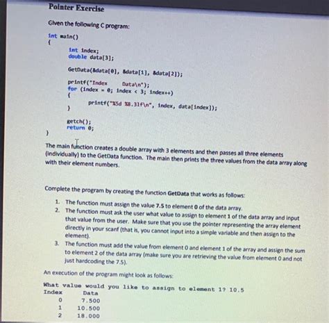 Solved Pointer Exercise Given The Following C Program Int