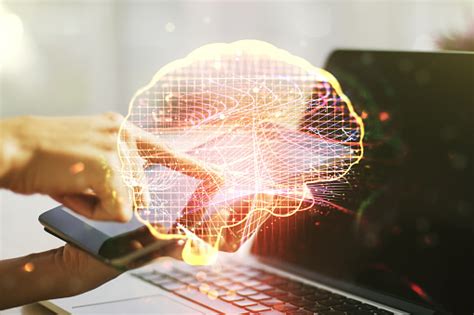 창조적 인 인간의 뇌 마이크로 회로의 이중 노출 및 백그라운드에서 디지털 태블릿으로 작업 손 미래 기술 및 Ai 개념 Cpu에 대한 스톡 사진 및 기타 이미지 Istock