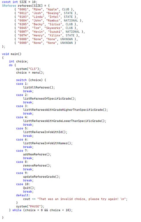 solved in c the code is written in the struct sreferee