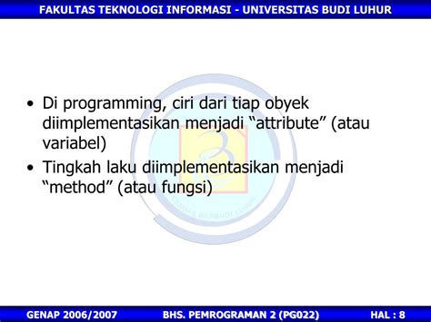PPT Pemrograman Berorientasi Objek Object Oriented Programming PowerPoint Presentation ID