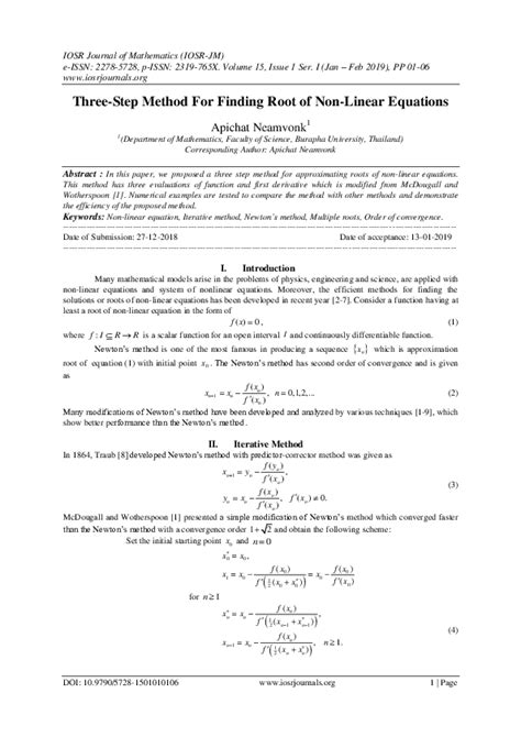 Pdf Three Step Method For Finding Root Of Non Linear Equations