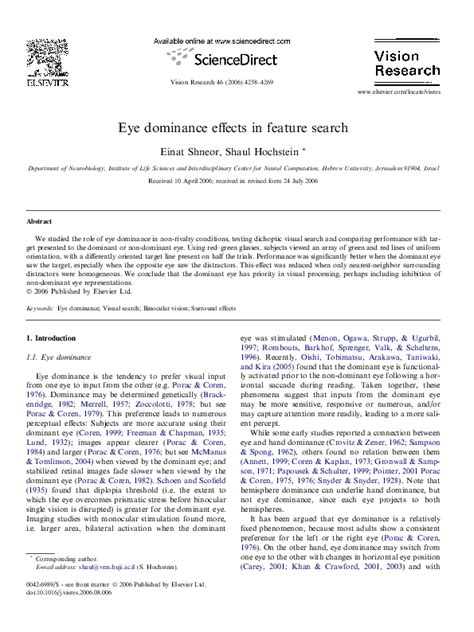 Pdf Eye Dominance Effects In Feature Search