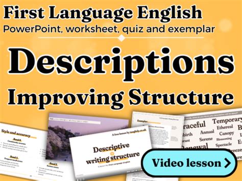 Improving Descriptive Writing Structure For First Language English Igcse Teaching Resources