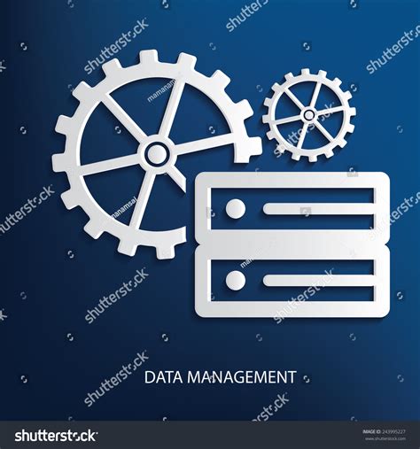 Data Management Symbol On Blue Background Stock Vector Royalty Free