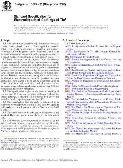 Astm B545 972009 Standard Specification For Electrodeposited