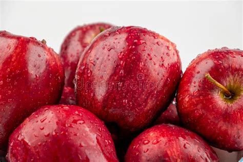 Pile Of Red Appl With Clear Water Drop On Shell Surface Texture Pattern