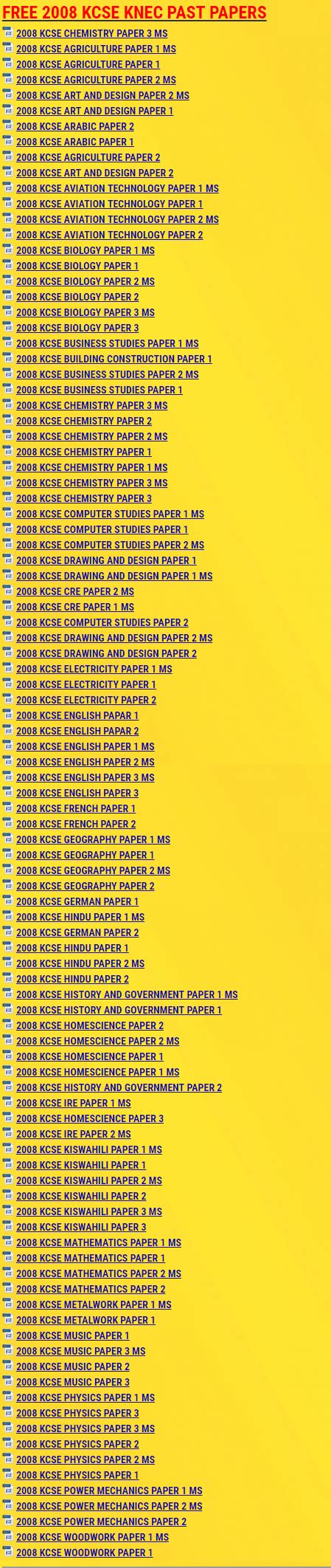 FREE 2008 KCSE KNEC PAST PAPERS KCSE REVISION