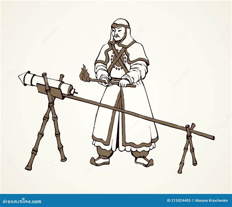 Vector Drawing Of Chinese Warrior Stock Vector Illustration Of