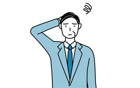 고위 사업가 임원 관리자 및 대통령이 고민에 머리를 긁는 간단한 선 그리기 그림 걱정하는에 대한 스톡 벡터 아트 및 기타 이미지