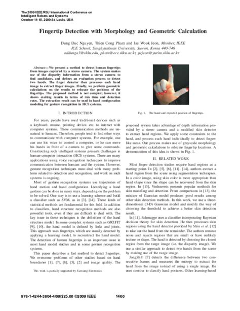Pdf Fingertip Detection With Morphology And Geometric Calculation