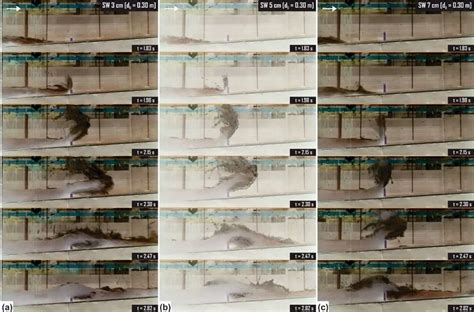 Interaction Process Of Tsunami Wave Run Up With Seawall Variation In Download Scientific