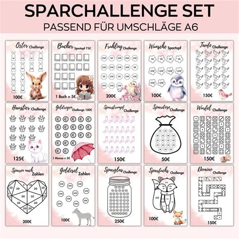 Savings Challenge Set Incl Printable A6 Mini Savings Tracker Cash Budget Binder Money Saving