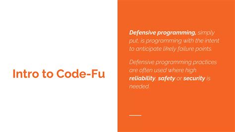 Code Fu Defensive Programming Ppt