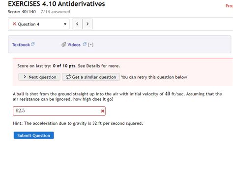Solved Exercises 410 ﻿antiderivatives× ﻿question
