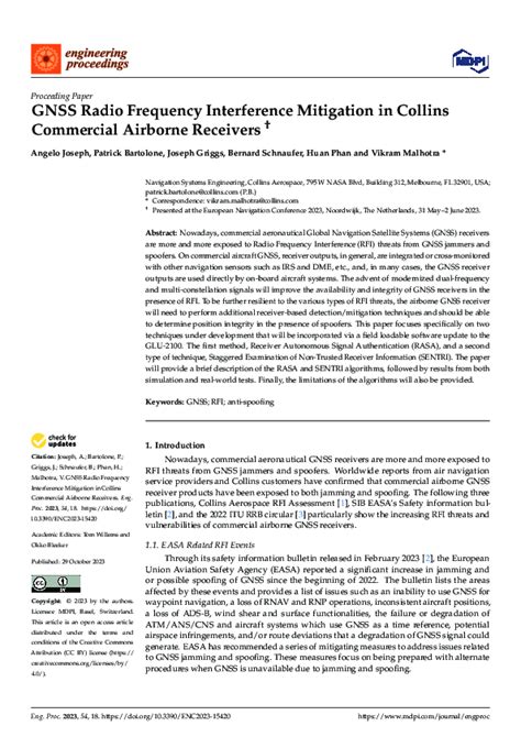 Pdf Gnss Radio Frequency Interference Mitigation In Collins Commercial Airborne Receivers