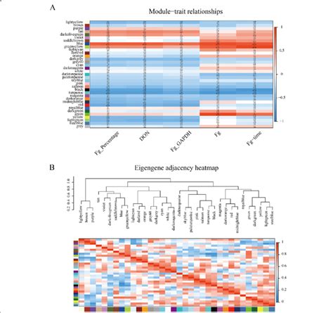 Wgcna Based On 48 Rna Seq Samples In Wheat A Correlation Between Download Scientific