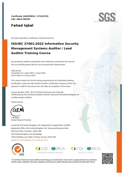 Fahad Iqbal On Linkedin Informationsecurity Isms Iso27001 Leadauditor