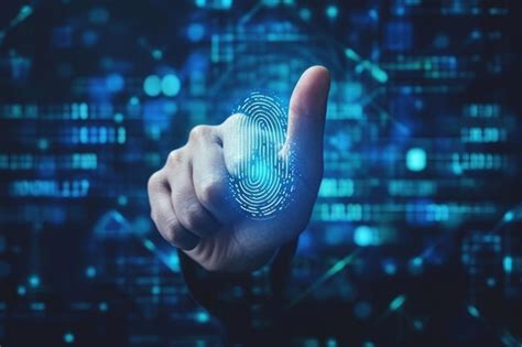Premium Photo Thumbs Up With Virtual Fingerprint To Scan Hacker Concept Computer