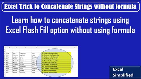 Excel Trick To Concatenate Strings Without Using Formula Youtube